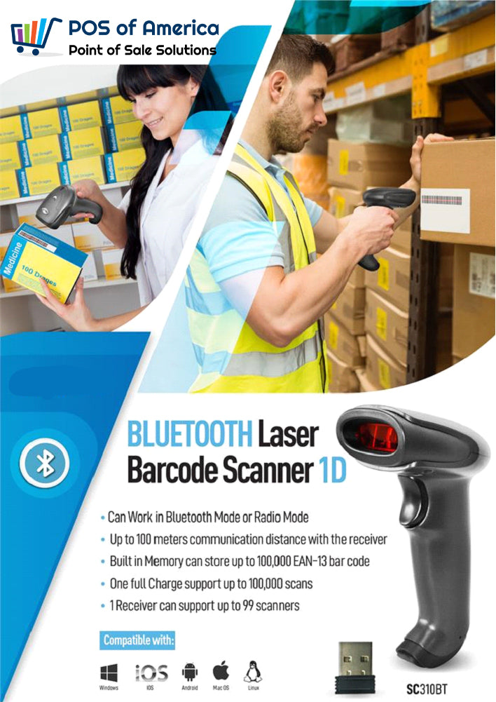 3nStar 1D Cordless Barcode Scanner (SC310BT) | POS OF AMERICA